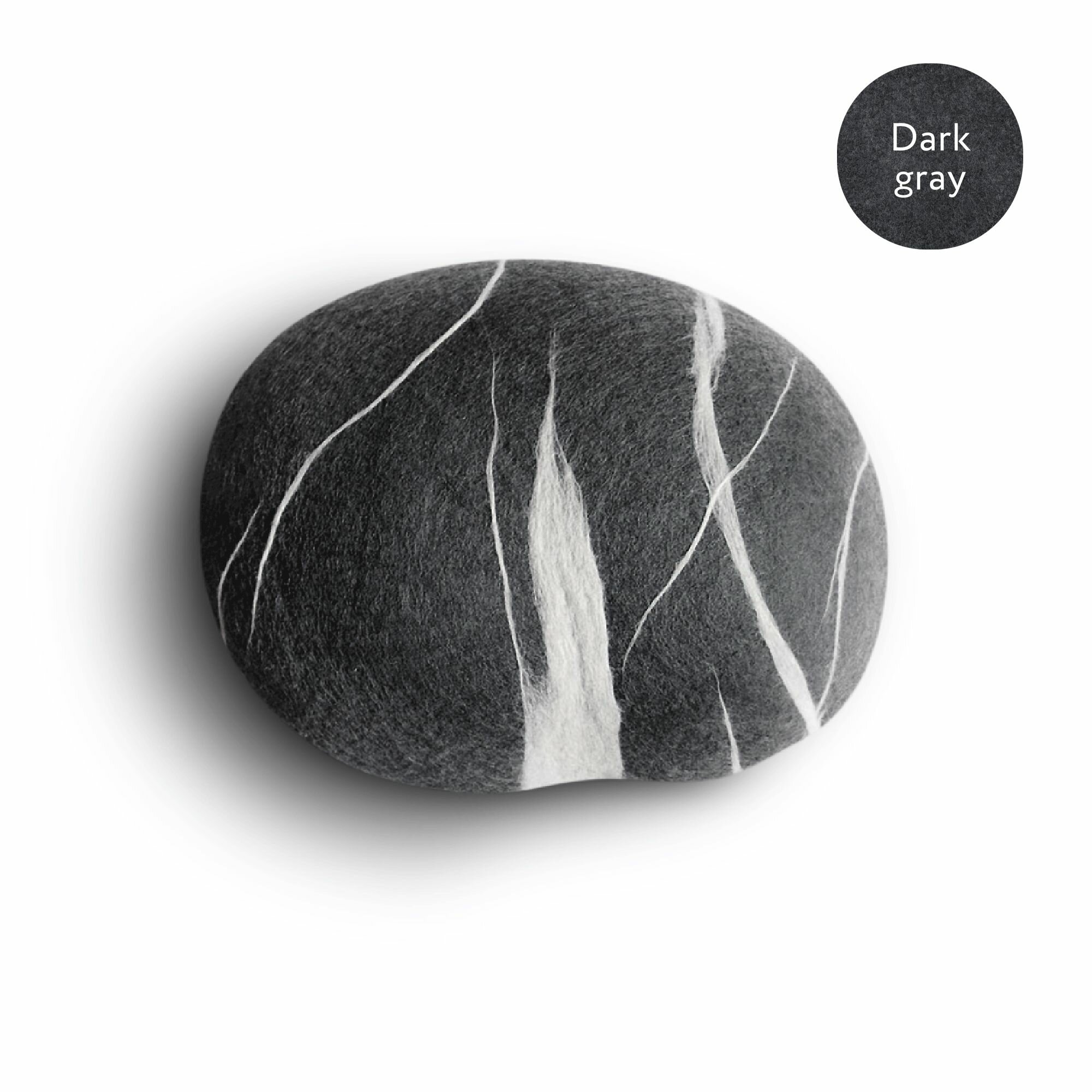 Валяный пуф-камень Katsu, модель: Морская галька, цвет: Темно-серый, 40 см.