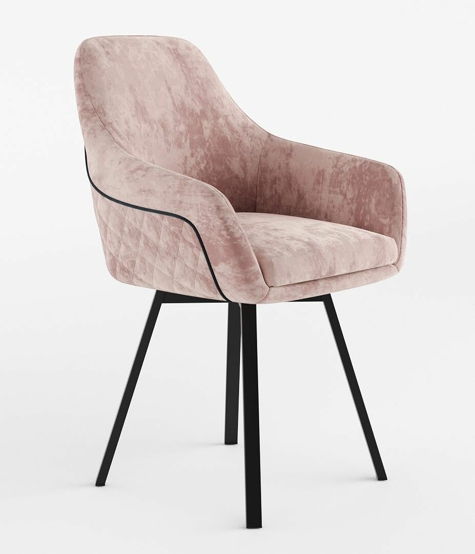 Стул кресло Moby, с поворотным механизмом, мягкий для кухни, цвет розовый жемчуг