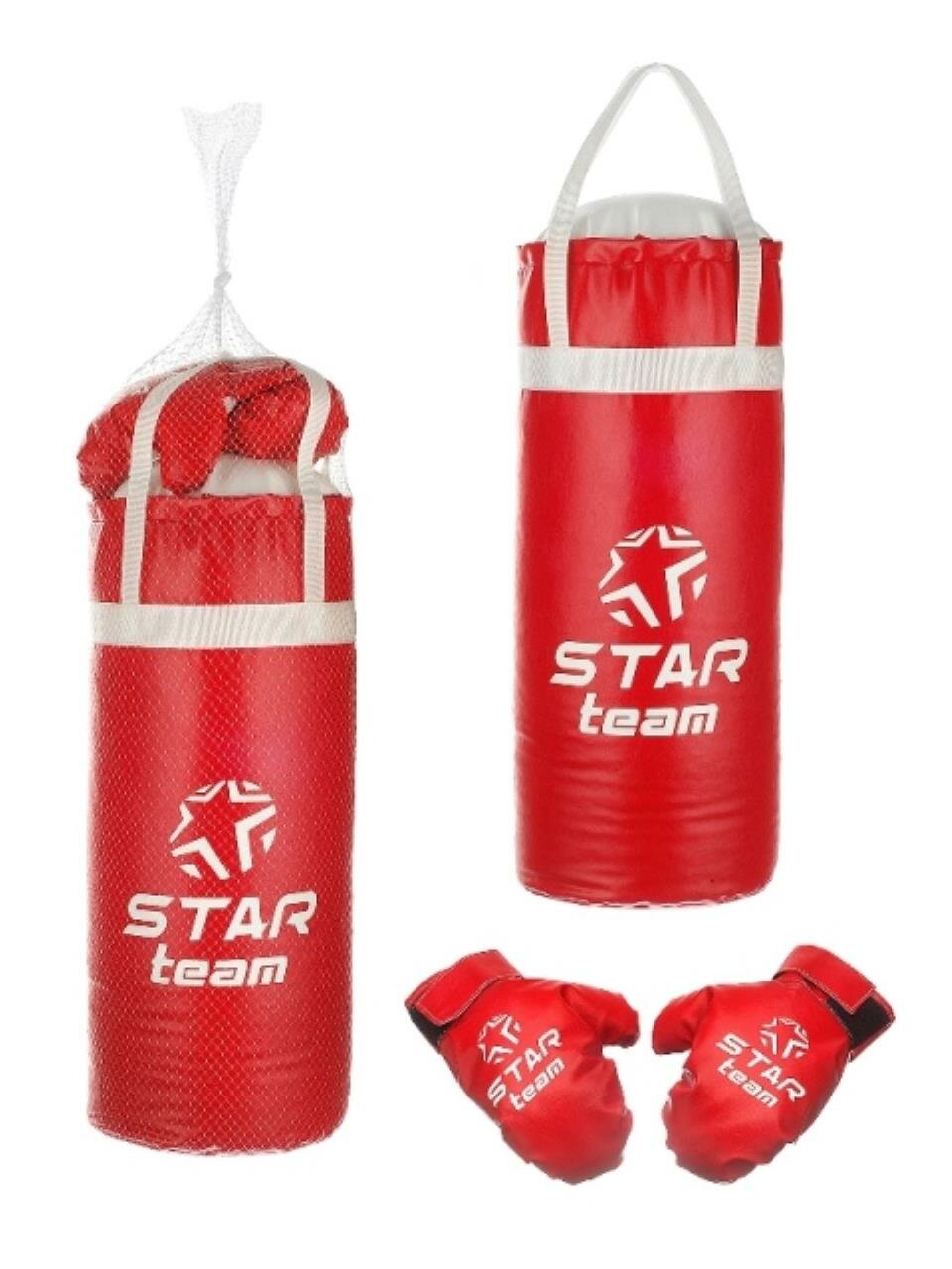 Боксерский набор "STAR TEAM" 4, цвет красный, вес: груша 7,5 кг, перчатки 200 гр, в сетке 60 см