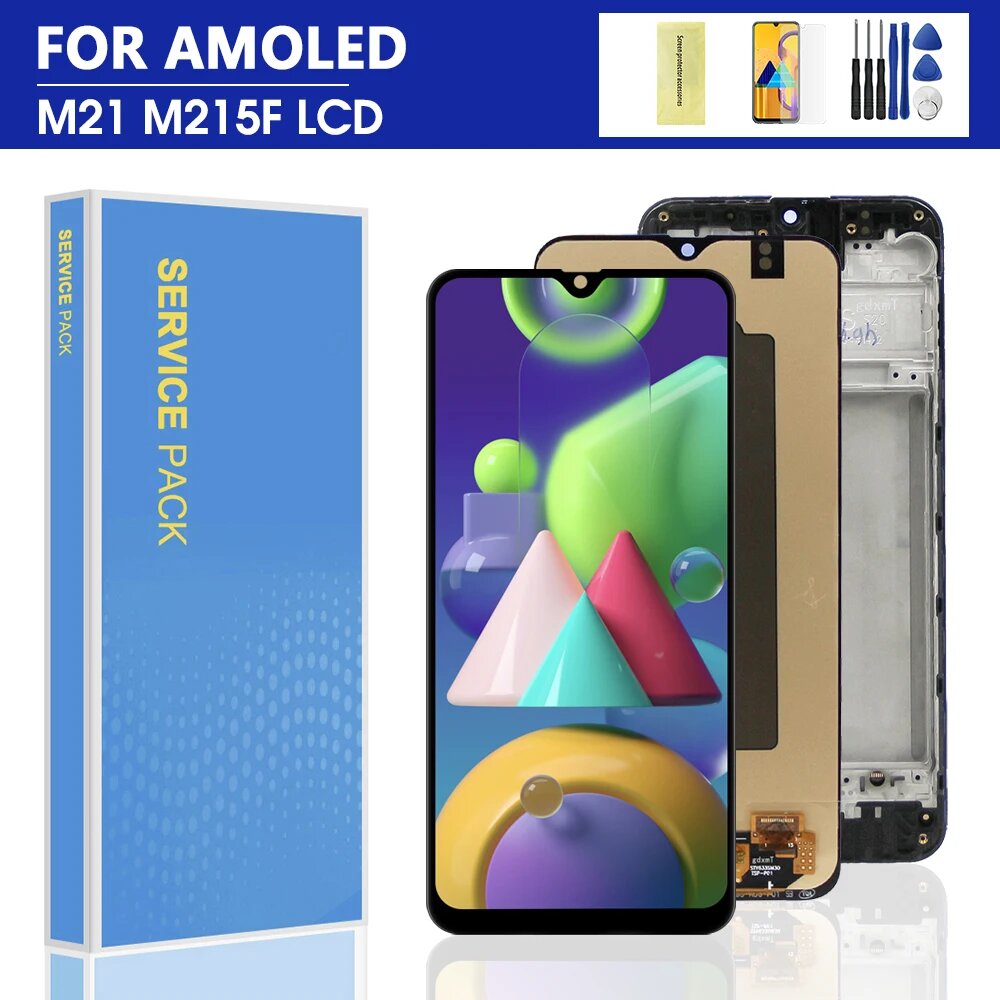 Для AMOLED 6,4-дюймовый дисплей для Samsung M21 M215 M215F ЖК-дисплей с дигитайзером AMOLED No Frame