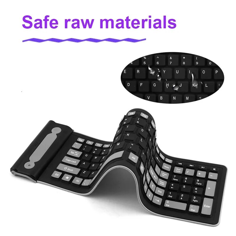 Силиконовая складная беспроводная клавиатура 2.4G для ПК wireless keyboard