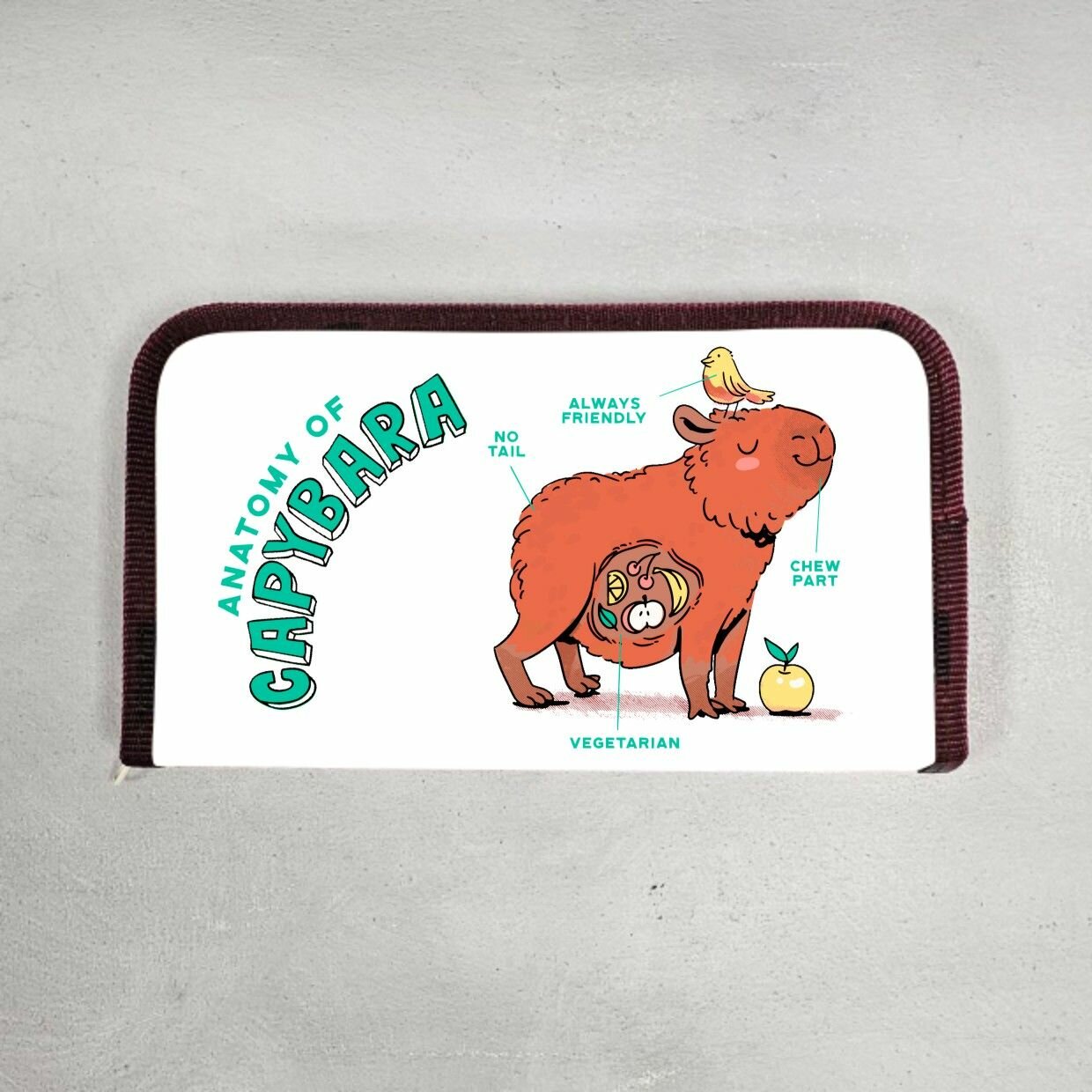 Пенал MIGOM 19х11 cм на молнии "Capybara v2, Капибара" - v0008