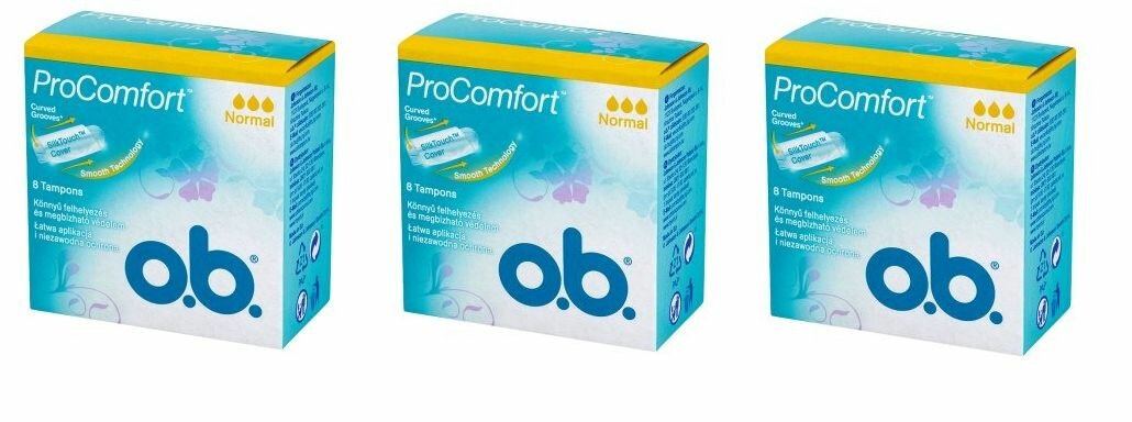 O.B. Тампоны Comfort нормал, 8 шт, 3 уп.