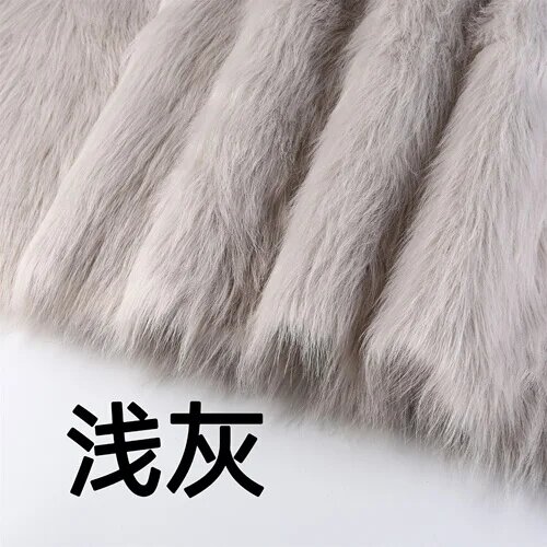 Имитационный лисий мех, 5 см, ткань Белый, 100CM X 180CM, Light gray