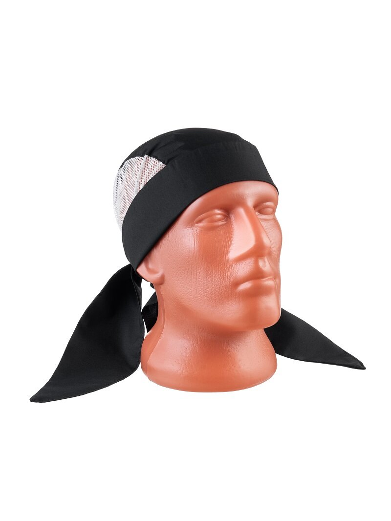 Рабочий головной убор из легкой сорочечной ткани"бандана С сеткой" Цвет: черный/белая сетка