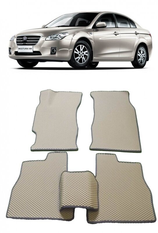 Ева коврики FAW Besturn B50 2009 - 2014/ Ева ЭВА сота/ цвет Черный c красной окантовкой / EVA Smart / коврики в салон автомобиля Фав