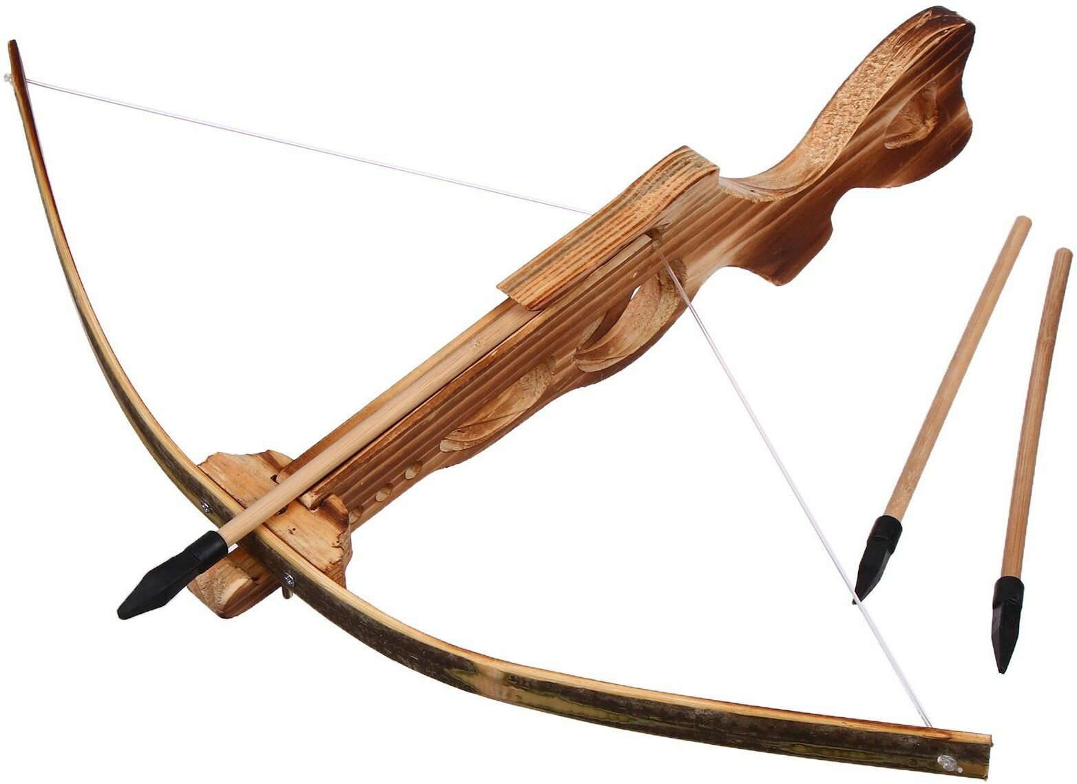 Арбалет детский большой, размер 53 х 39,5 х 23 см, 3 стрелы в наборе, дальность выстрела 15-20 м, деревянное игрушечное оружие, игрушка для сюжетно-ролевой игры
