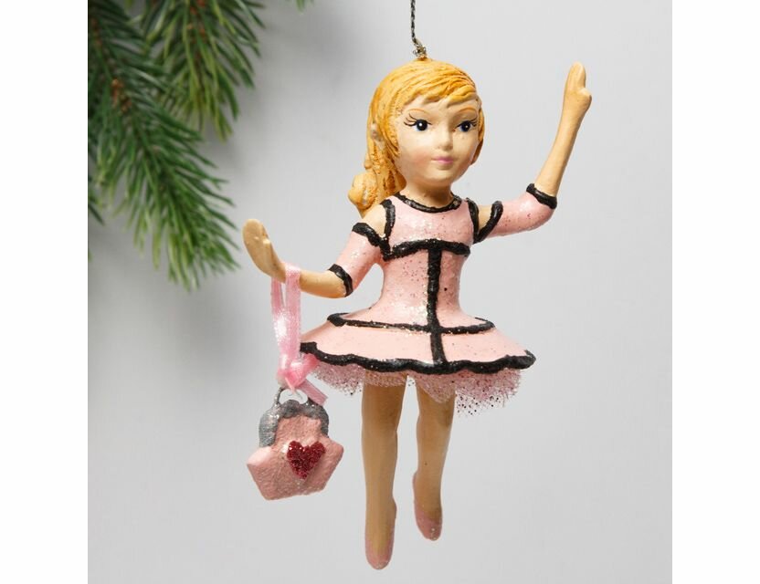 Елочная игрушка кремовое платье, полистоун, 13 см, подвеска, Goodwill