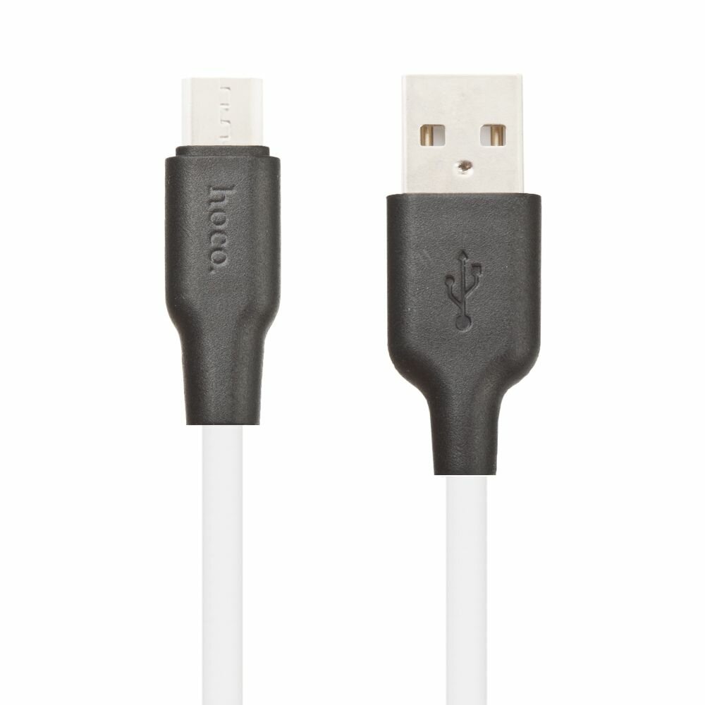 Кабель USB - микро USB "HOCO X21 Plus" 1м, круглый, 2.4A, силикон, цвет: чёрный, белый