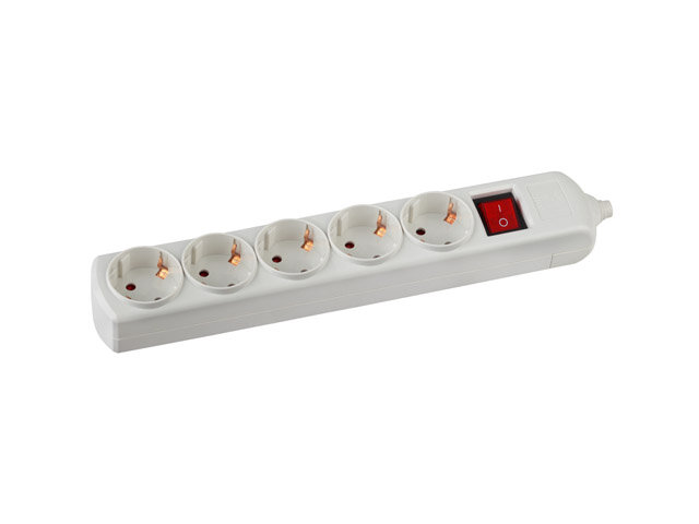 Колодка 5 гнезда с/з выключатель