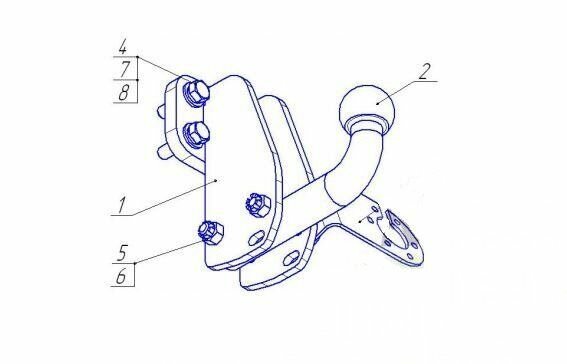 Фаркоп для Nissan Pathfinder R52, 2014- (без электрики) (паспорт и сертификат) AvtoS. NS30