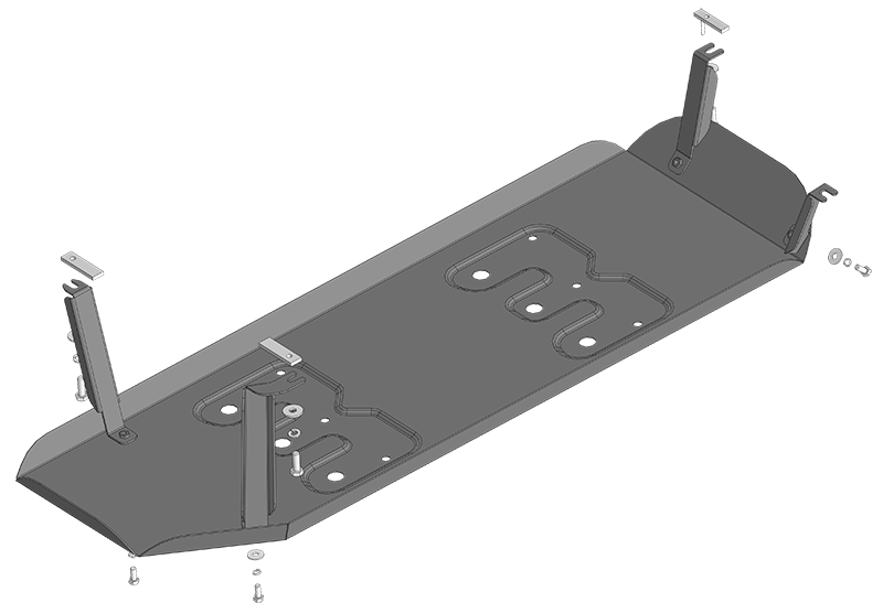 Защита топл. бака 2 мм, Сталь. для Jac T8 2019-н. в, Jac T8Pro 2019-н. в, Sollers ST6 2023-н. в, Jac T6 2019-н. в. MOTODOR.78304