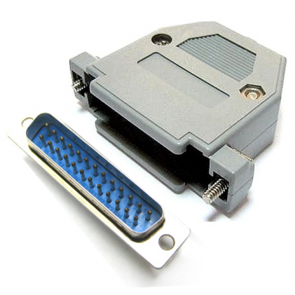 Разъем DB25M (Male) пайка на кабель с корпусом