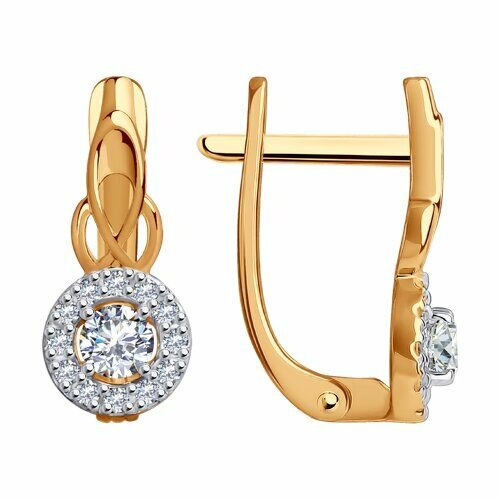 Серьги, красное золото, 375 проба, фианит