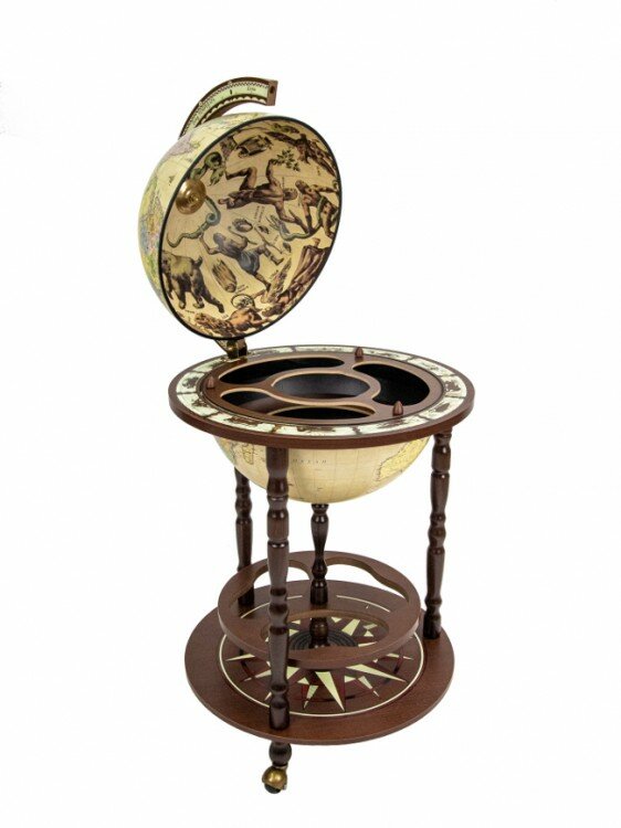 Глобус бар напольный "Вокруг света" (светлая русская карта)