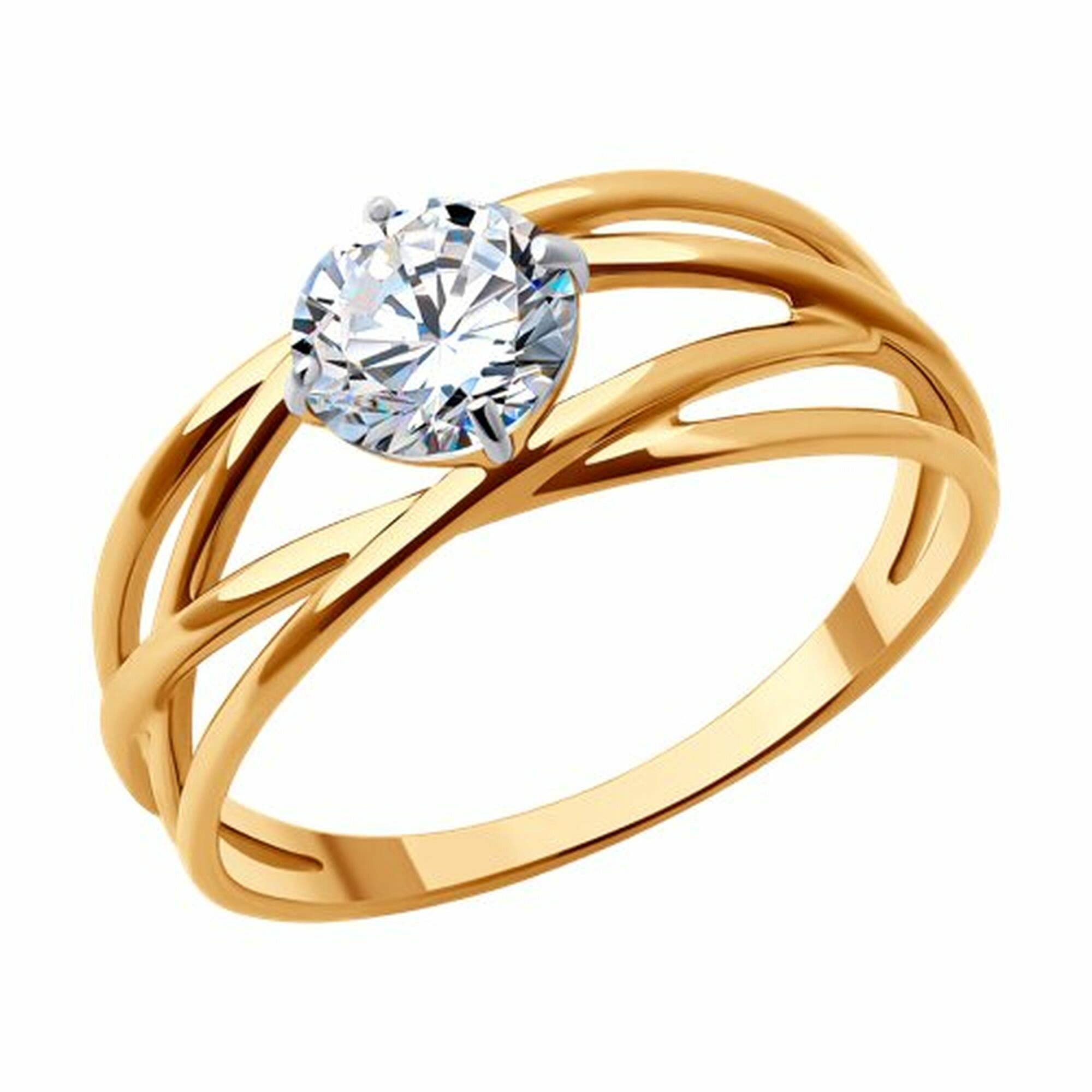 Кольцо Diamant online, красное золото, 585 проба, фианит