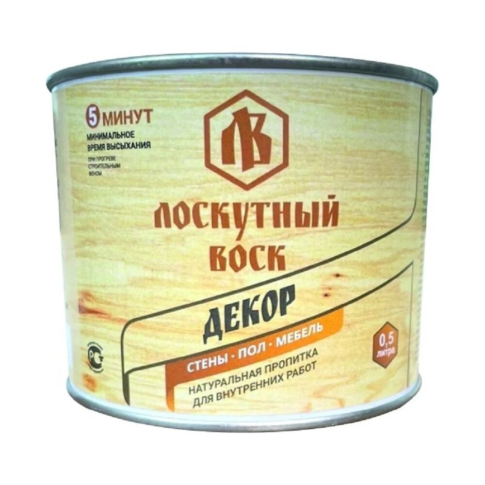 Лоскутный воск декор 0,5 л ЛВД0050, масло‑воск из льняного масла и пчелиного воска, для отделки дерева, с защитой