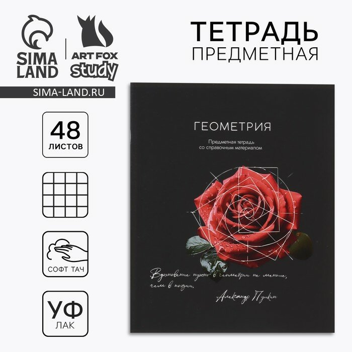 Тетрадь в клетку, предметная, 48 л, на скрепке, А5 Силуэт. Геометрия