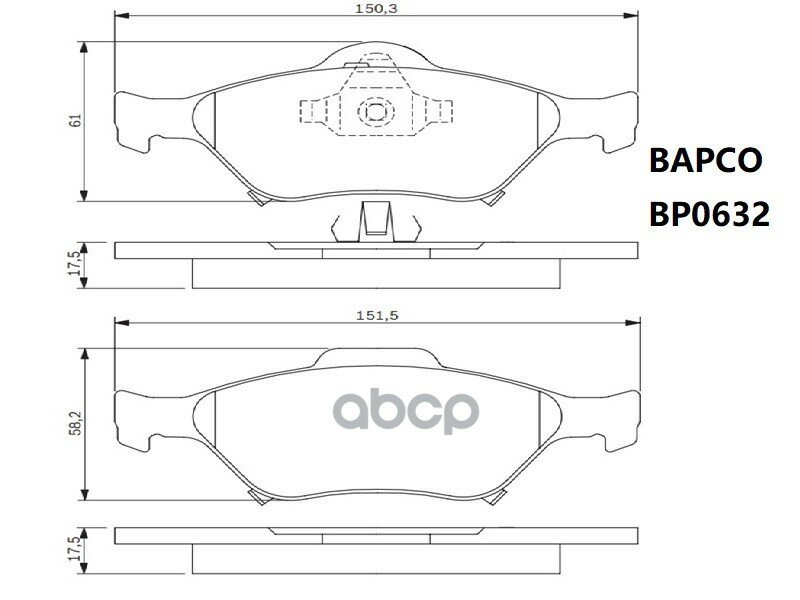 Колодки тормозные дисковые BAPCO арт. BP0632