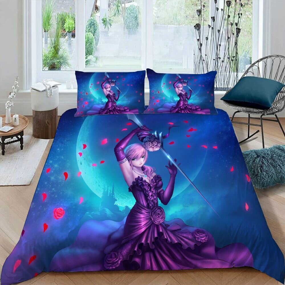 Постельное белье 1,5 спальное / 2-х , Пододеяльник, Аниме девушка