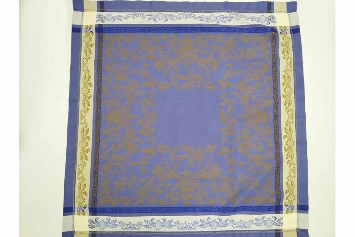 Скатерть Яковлевский жаккард "Волга", лен/хлопок, 84 см x 84 см, синяя