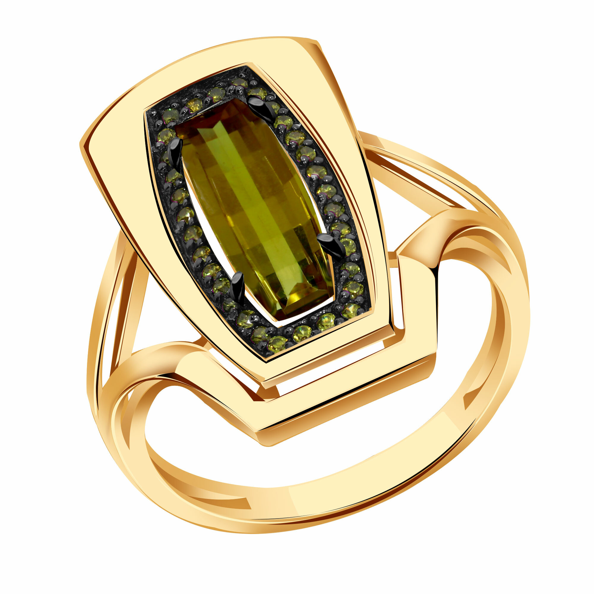 Кольцо, красное золото, 585 проба, фианит, султанит