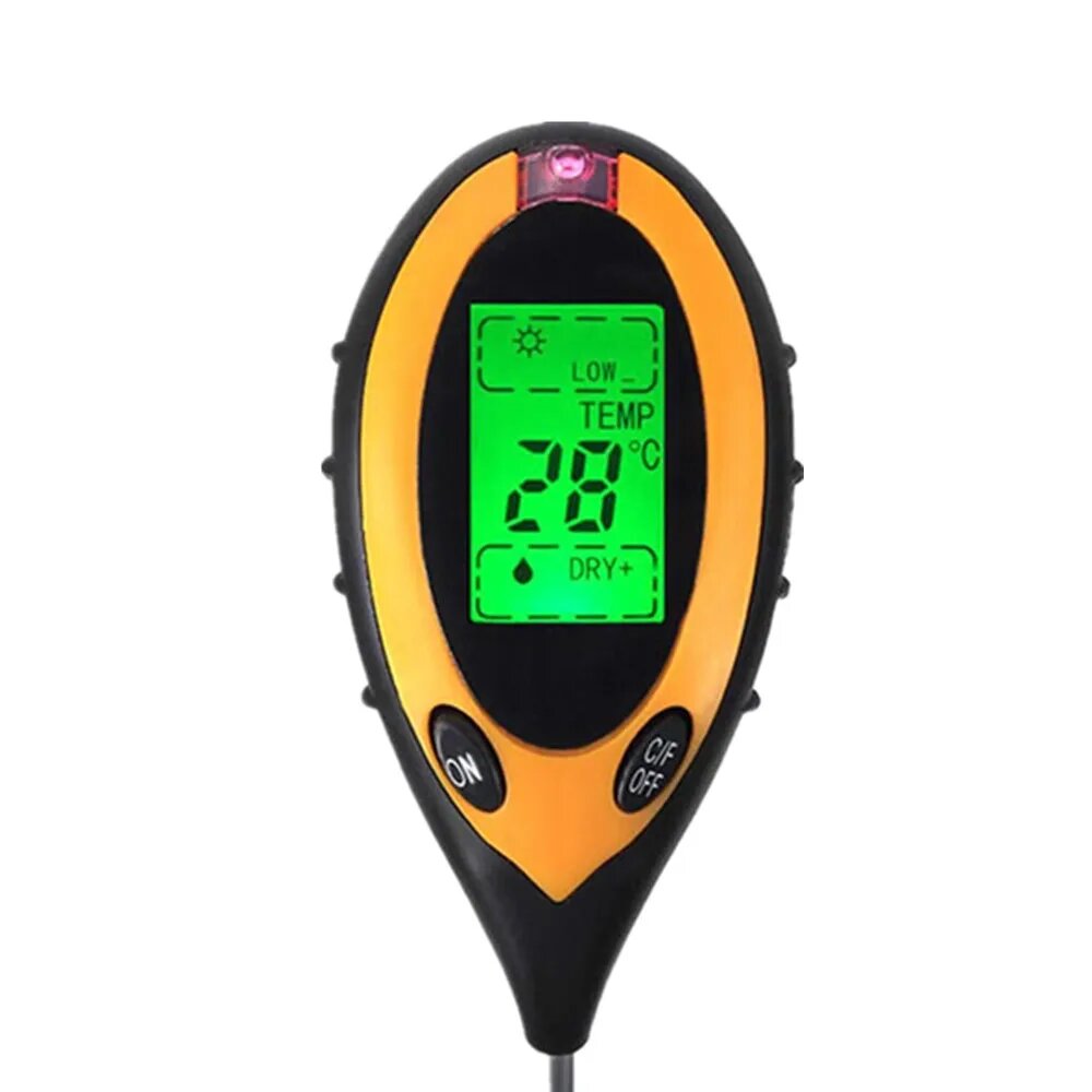 Цифровой PH-метр Почвы 4 в 1, измеритель температуры почвы, влажности, солнечной энергии, для садовых растений, с ЖК-дисплеем, Скидка 40%