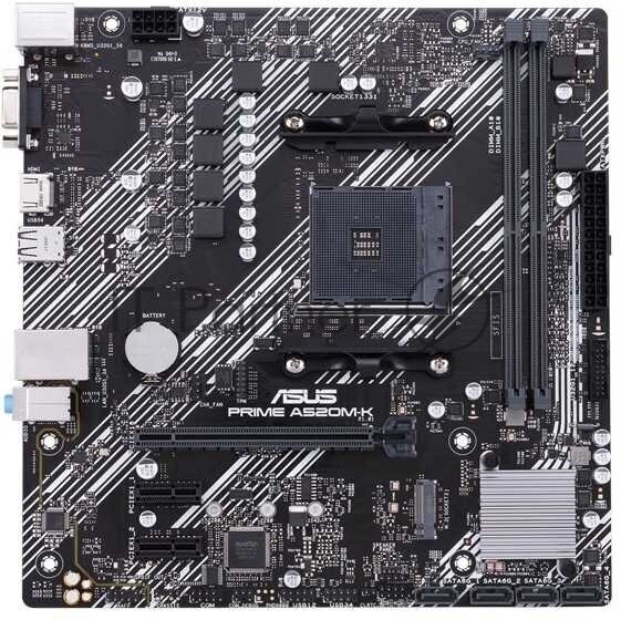 Материнская плата Asus Socket AM4 (PRIME A520M-K) AMD A520, 2x DDR4 DIMM, 2133-4500МГц. (Up to 64G