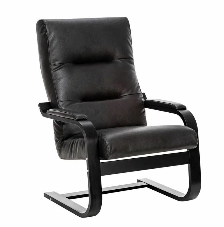 Кресло Оскар Red Black черный, дерево и экокожа, мягкое сиденье, с подлокотниками