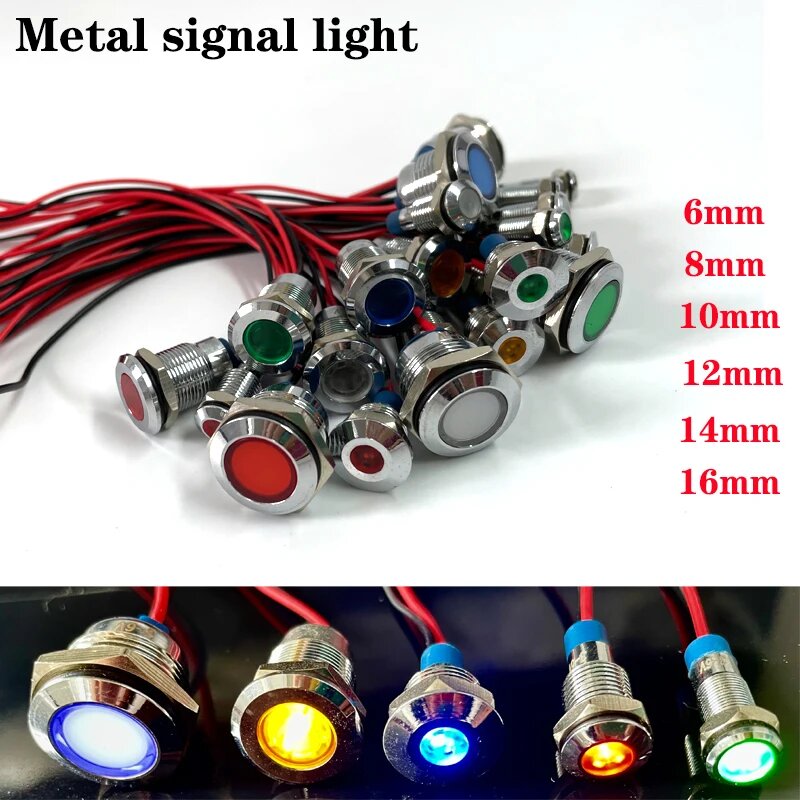 Светодиодный индикатор 3-220В, 8mm, LED Yellow