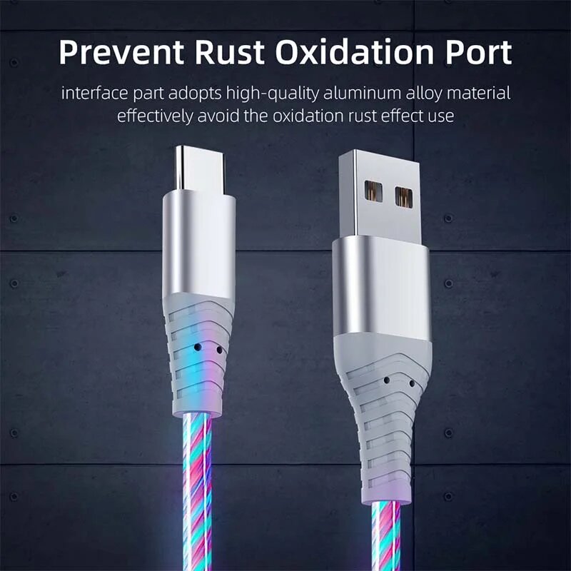 Кабель USB Type-C 2m MULTI со светодиодной подсветкой — фото 1