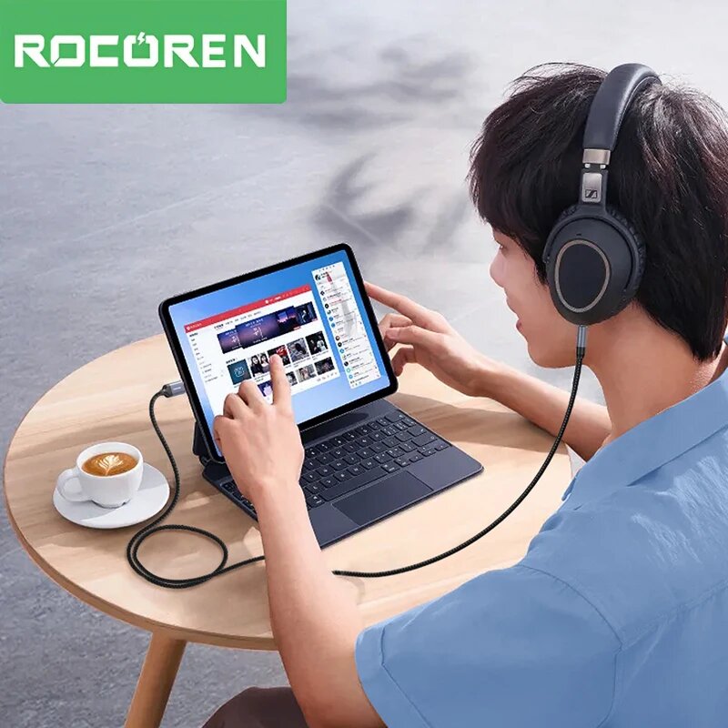 Rocoren USB-C - 3.5 мм аудиокабель для наушников, 1 м — фото 1
