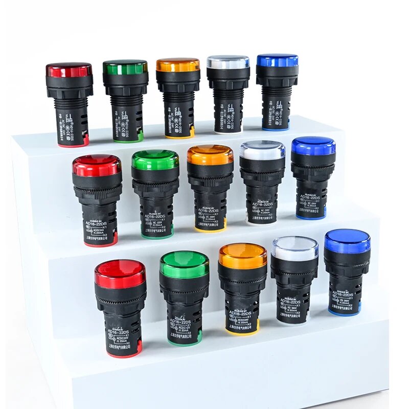 Водонепроницаемый светодиодный индикатор AD16-16C/AD16-22DS 16/22 мм 12/24/220/380 В 22mm, белый, 220 В