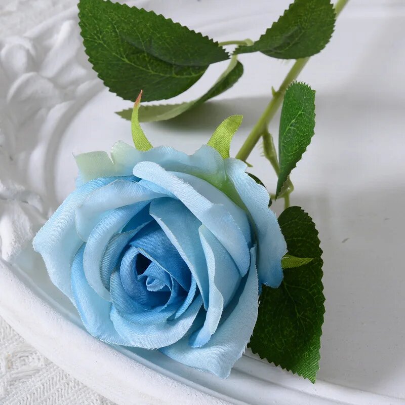 Искусственная роза из шелка, красная Синий, Blue