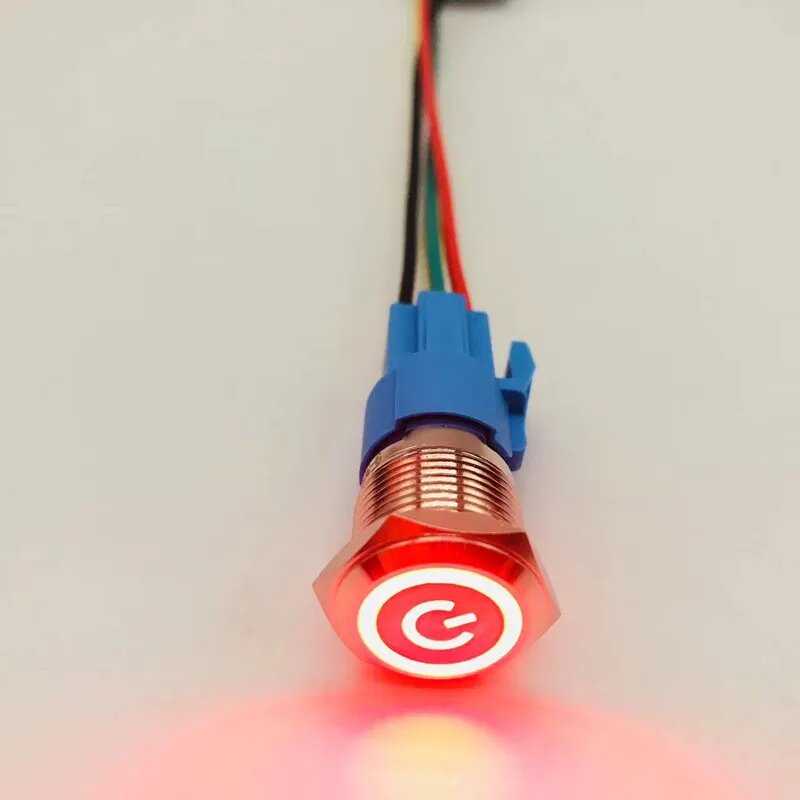 Кнопочный переключатель 16 мм, красный, самозапирающийся, 9-30V