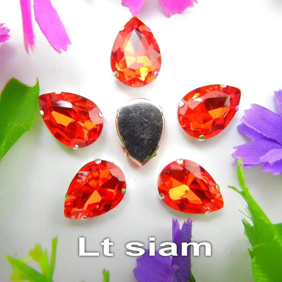 Стеклянные кристаллы SNCRYSTAL для декора 13x18mm 20pcs, A22 Red