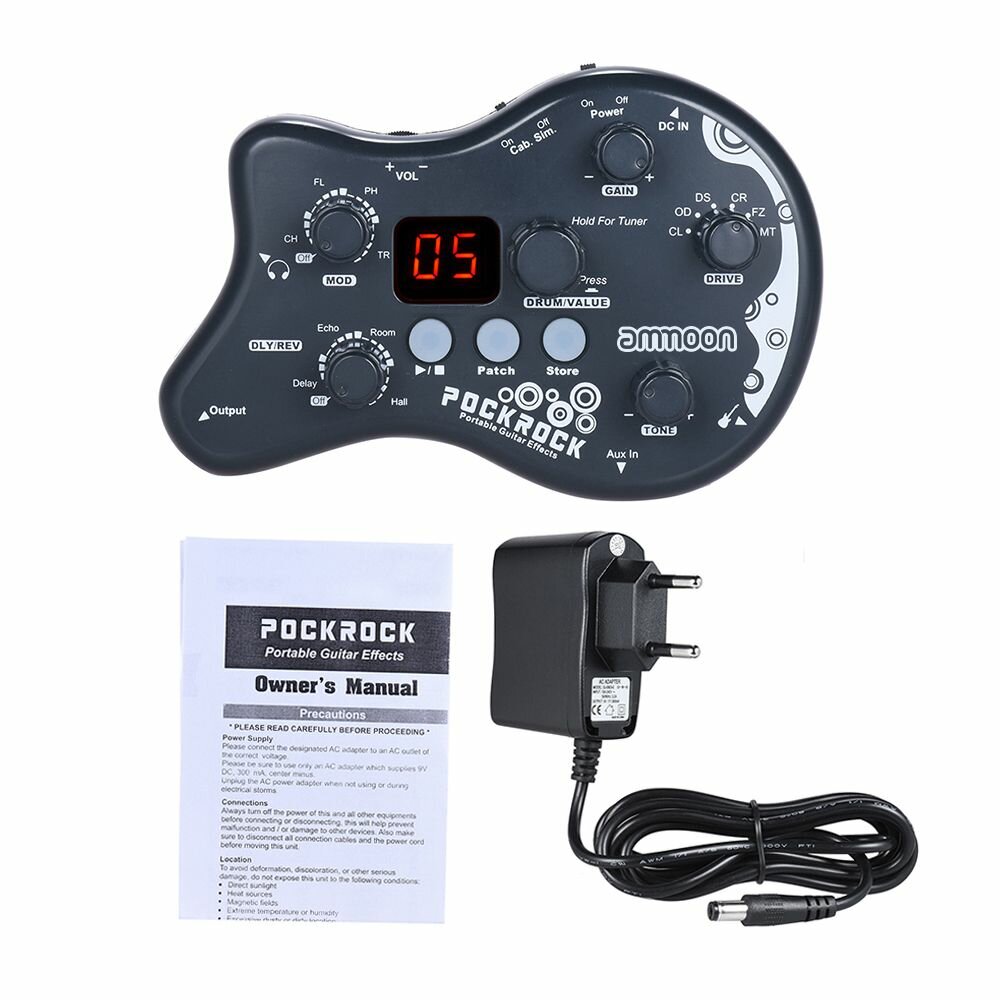 PockRock Portable Guitar Multi-Eafcects Процессор эффект педаль 15 типов 40 Функция настройки барабана.