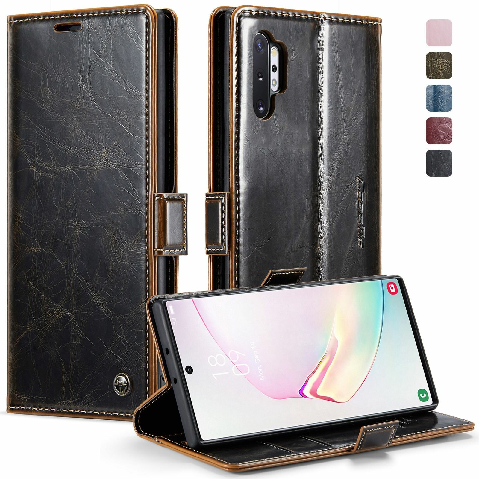 CaseMe Кожаный книжка чехол для Samsung Galaxy Note 10 Plus с визитницей из экокожи