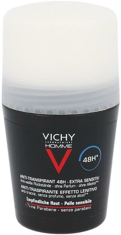 Дезодорант Vichy "Homme", для чувствительной кожи, гипоаллергенный, 48 ч, 50 мл