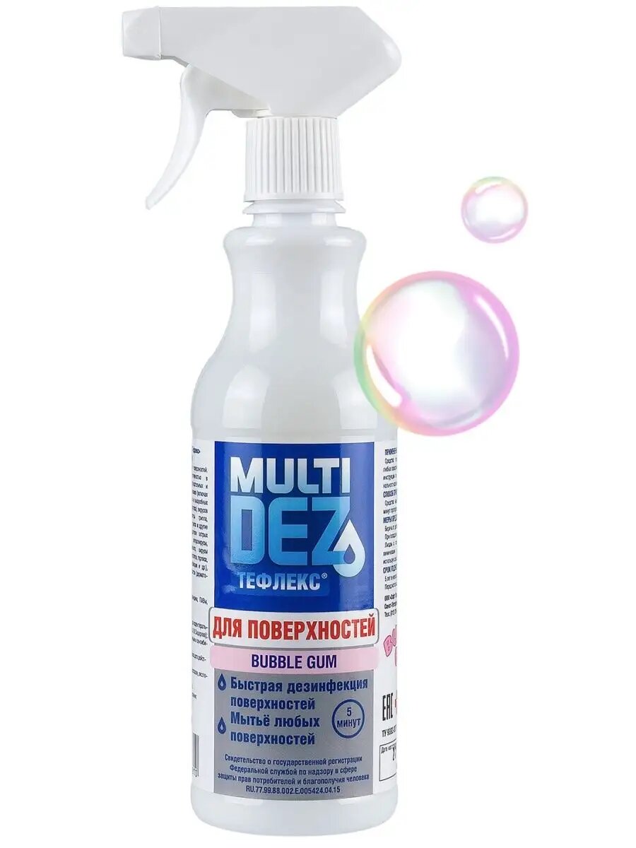 Дезинфицирующее средство МультиДез Тефлекс Бабл Гам, для поверхностей, 1 л