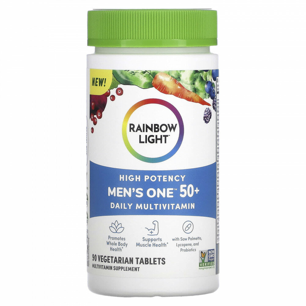 Rainbow Light, Men's One™, мультивитамины для ежедневного приема старше 50 лет, высокая эффективность, 90 вегетарианских таблеток