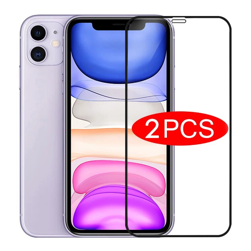 Защитное стекло 2 шт. для iPhone XR, черное