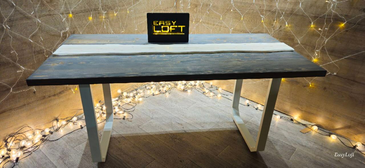 Письменный стол "EasyLOFT" в стиле лофт, из массива хвойных пород, для дома и офиса, 160x80x75 см