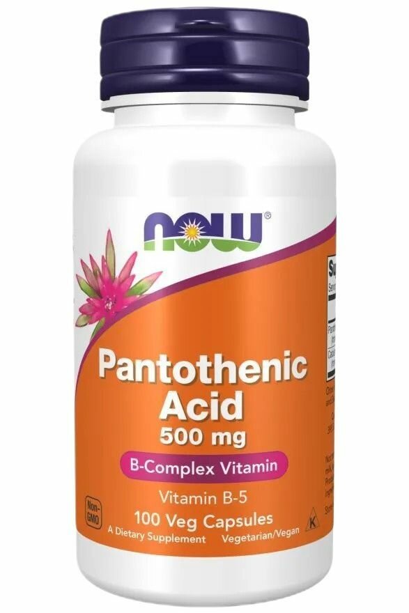 NOW Pantothenic Acid 500 mg Пантотеновая кислота 100 вег. капсул