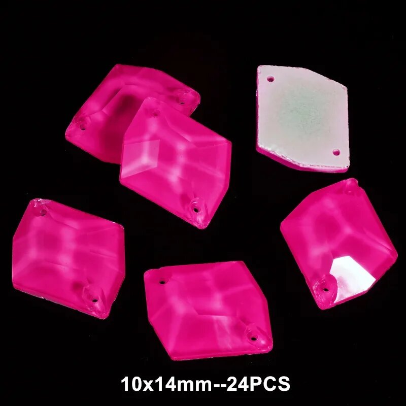 Стразы розовые неоновые 10x14mm--24шт