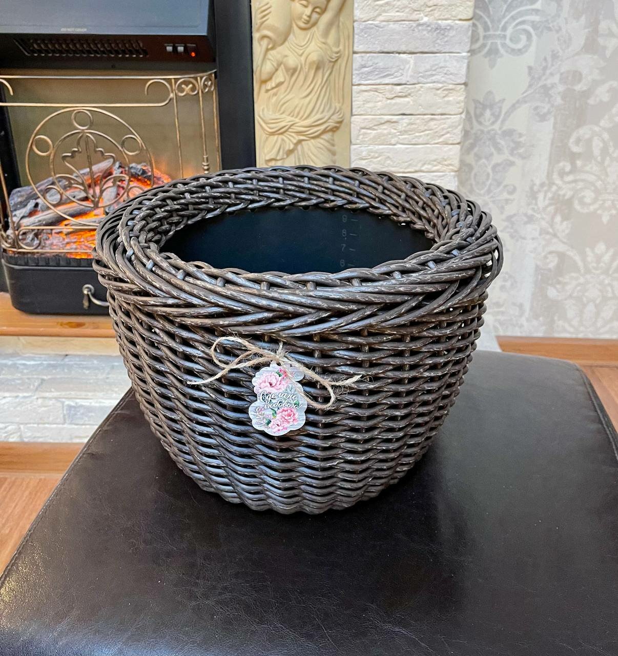 Кашпо из ротанга, каштан с косой, 12 литров, с дренажными отверстиями