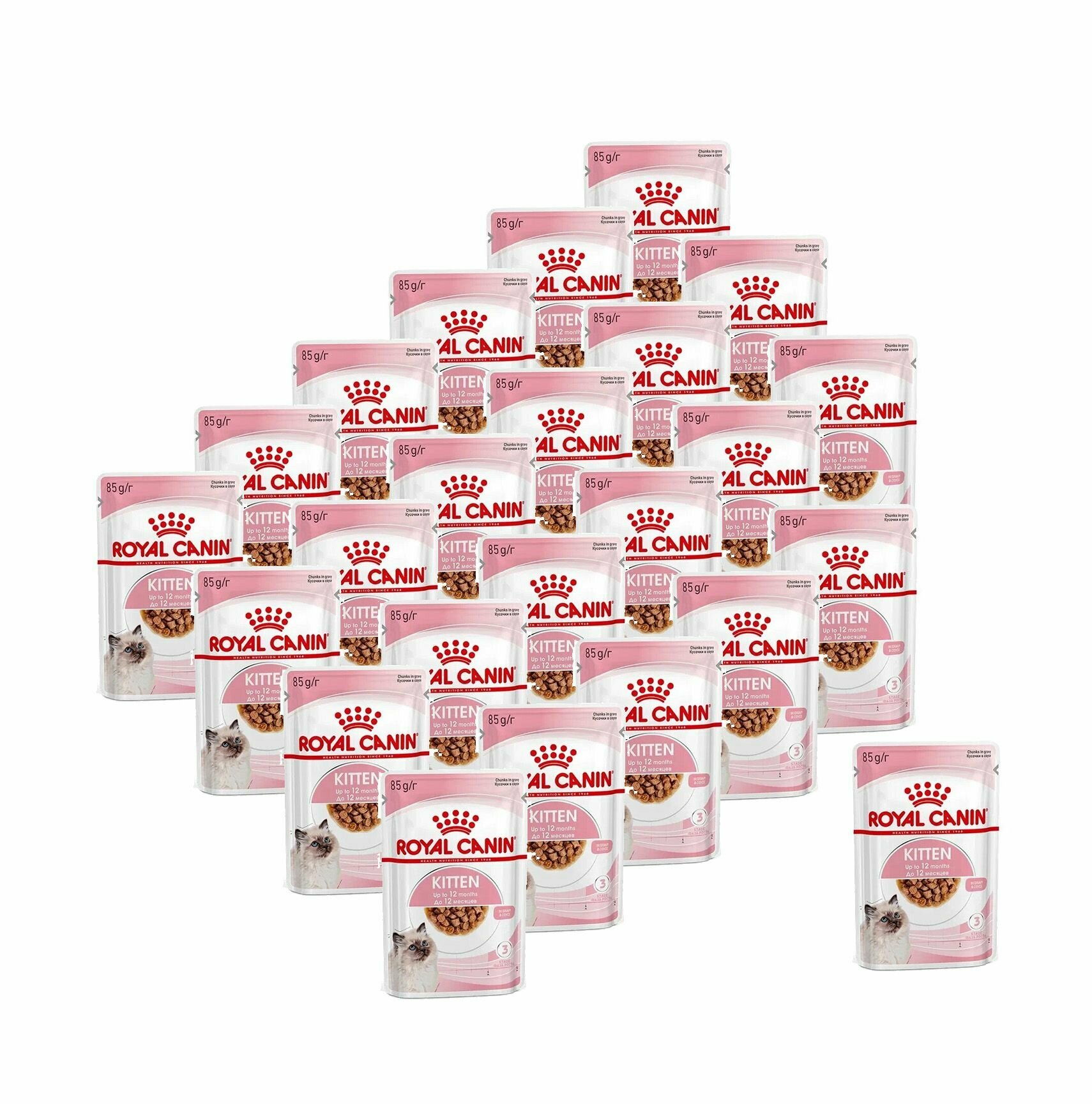 Royal Canin Kitten влажный корм котят до 12 месяцев кусочки в желе, в паучах - 85 г х 24 шт.