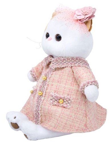 Budi Basa Мягкая Игрушка Кошечка Ли-Ли в розовом костюме в клетку (27см, в подарочной коробке)