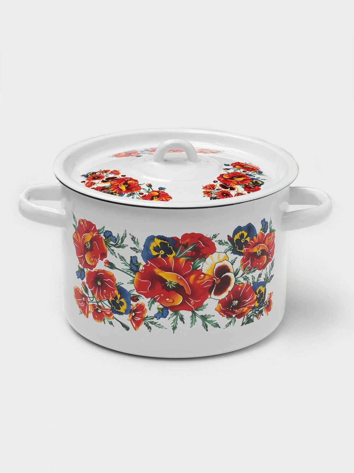 Кастрюля эмалированная Маки. Мечта , 4.5 л, белая