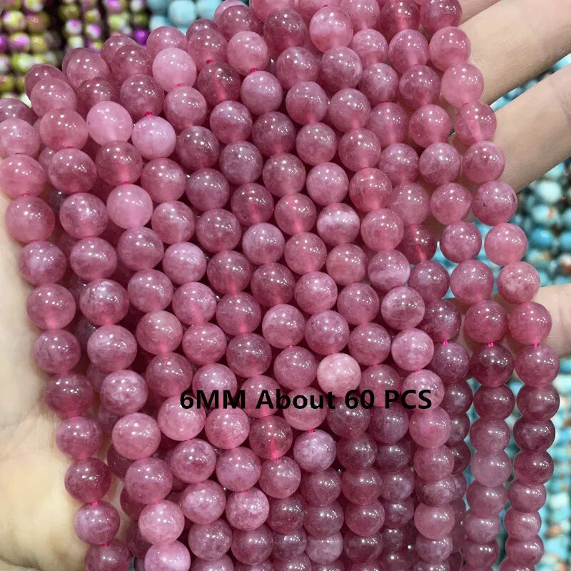 Бусины из клубничного кварца SYSRXLR Розовый, 6MM About 60 PCS